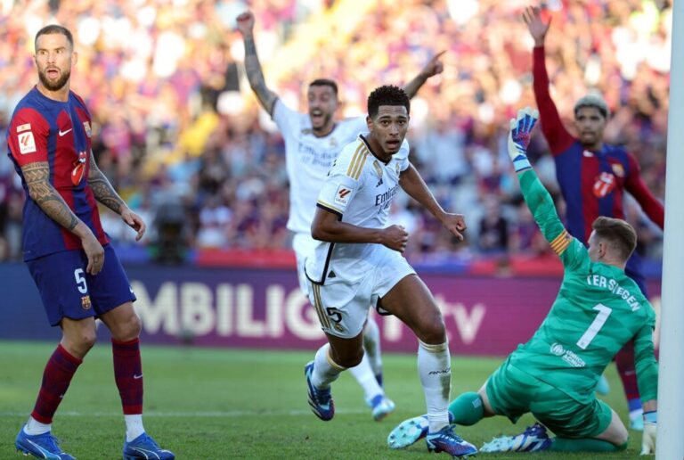 Bellingham at the double as Real Madrid snatch 2-1 El Clasico win at ...