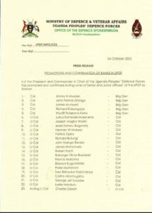 FULL LIST: Museveni promotes, confirms 50 UPDF officers to new ranks ...