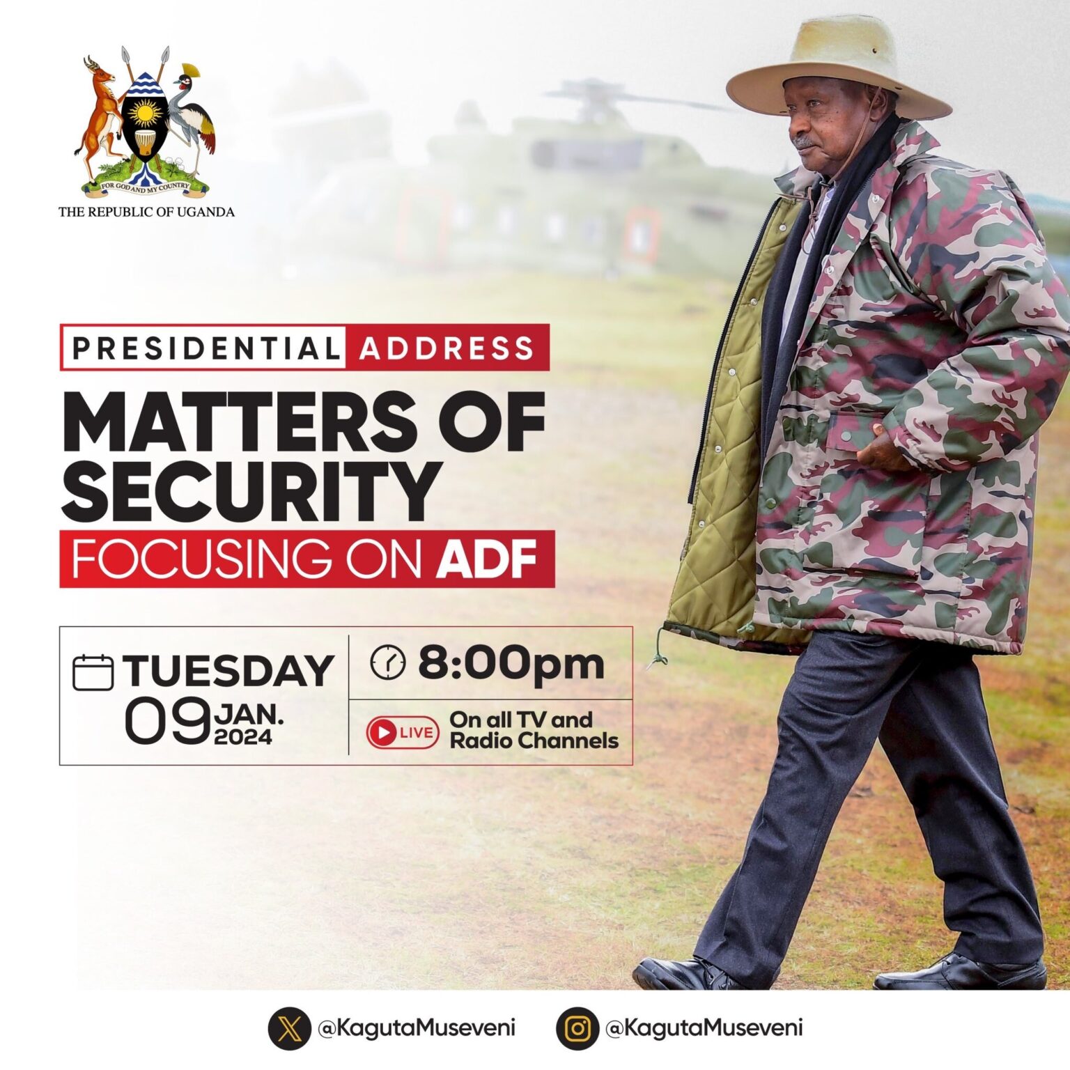 Museveni to address the nation on ADF, security matters